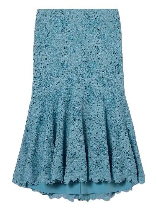 Gucci Gg Flower Stretch Lace Skirt - Blue