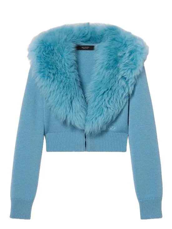 Gucci Knit Wool Cashmere Cardigan - Blue