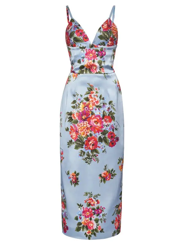 Dolce & Gabbana Printed Satin Midi Dress - Floral