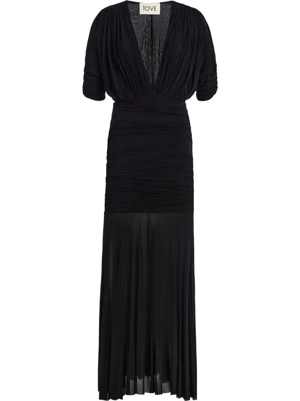 Tove Yana Ruched Jersey Maxi Dress - Black