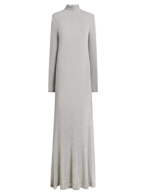 Tove Torra Metallic Ribbed-knit Maxi Dress - Silver