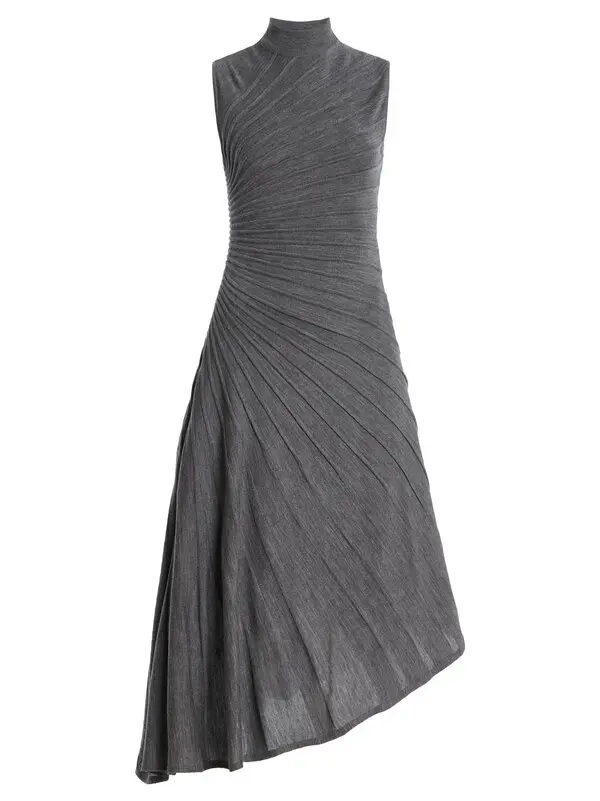 Alaïa Ray Asymmetric Midi Dress - Grey