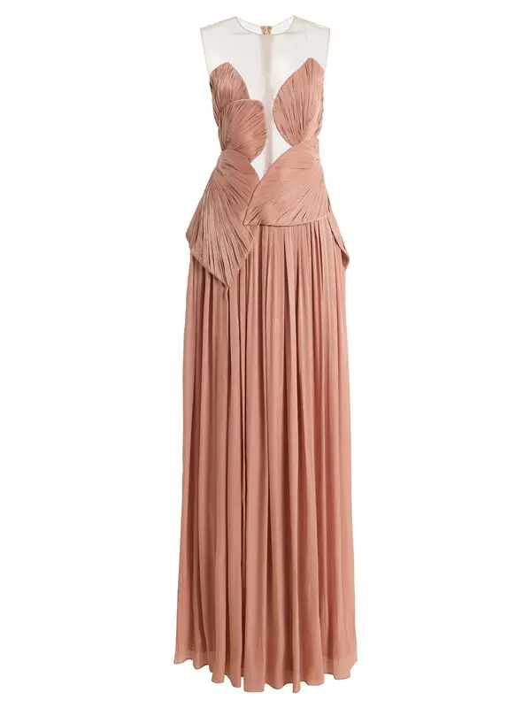 Costarellos Serenne Lurex Georgette Gown - Pink