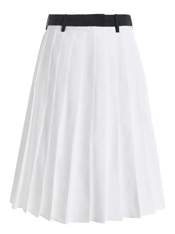 Prada Pleated Cotton-poplin Midi Skirt - White
