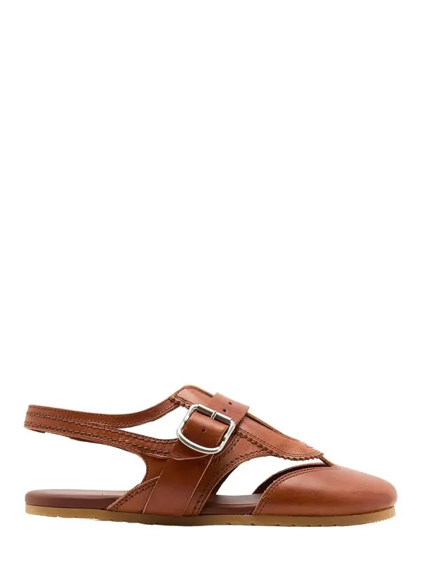 Dries Van Noten Leather Slingback Flats - Brown
