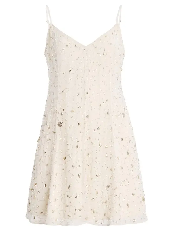 Staud Embellished Chiffon Mini Dress - Ivory