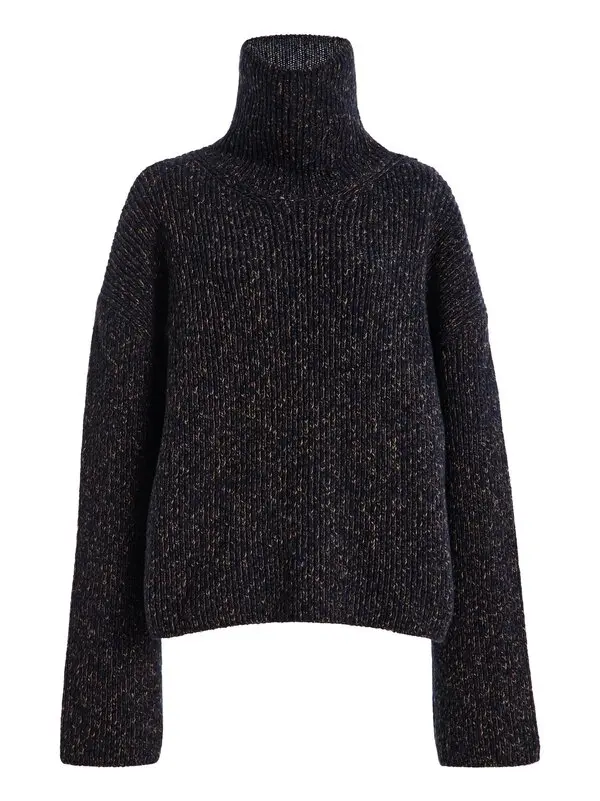 SANDERLAK Wool-cotton Turtleneck Sweater - Navy