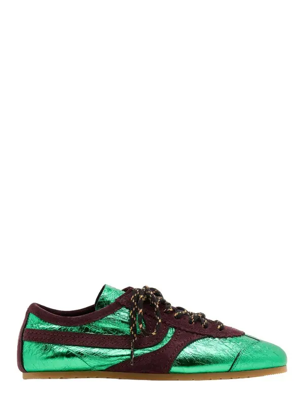 Dries Van Noten Metallic Leather Low-top Sneakers - Green