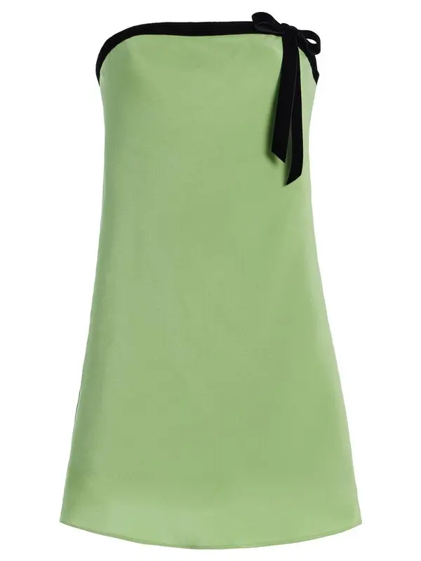 RODARTE Velvet Trimmed Silk Crepe Mini Dress - Green