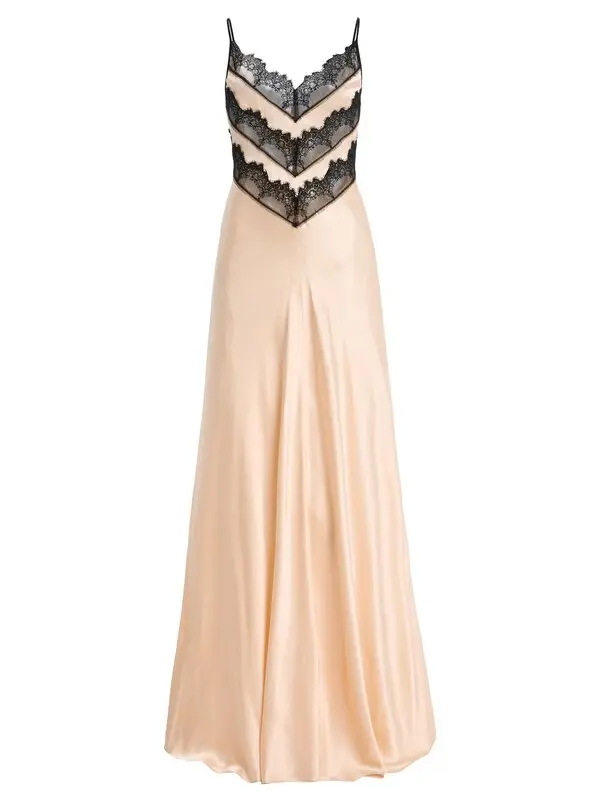 RODARTE Lace-trimmed Silk Satin Gown - Pink