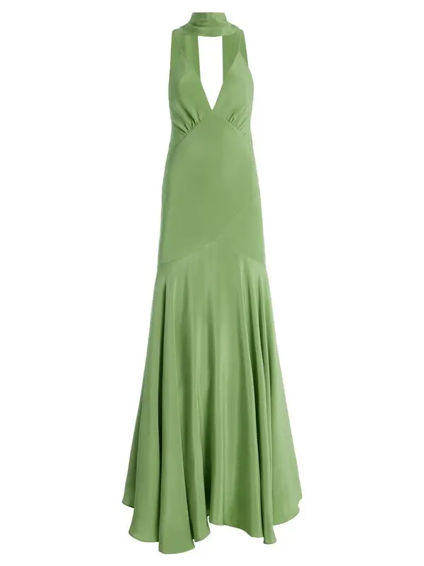 RODARTE Silk Crepe Bias Maxi Dress - Green