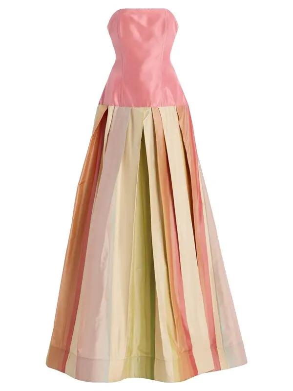 Rosie Assoulin Strapless Silk Gown - Stripe
