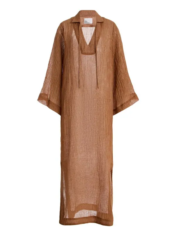 Lisa Marie Fernandez Linen-blend Gauze Tunic Caftan - Brown