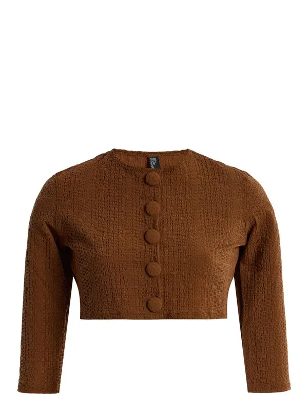 Lisa Marie Fernandez Seersucker Cardigan - Brown