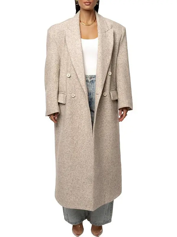 JLUXLABEL Oversized Double-breasted Coat - Beige