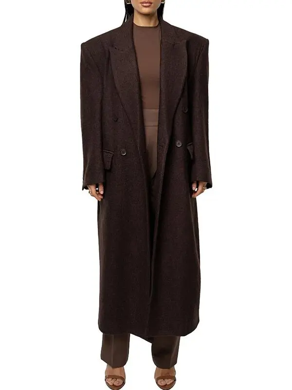 JLUXLABEL Oversized Double-breasted Coat - Brown