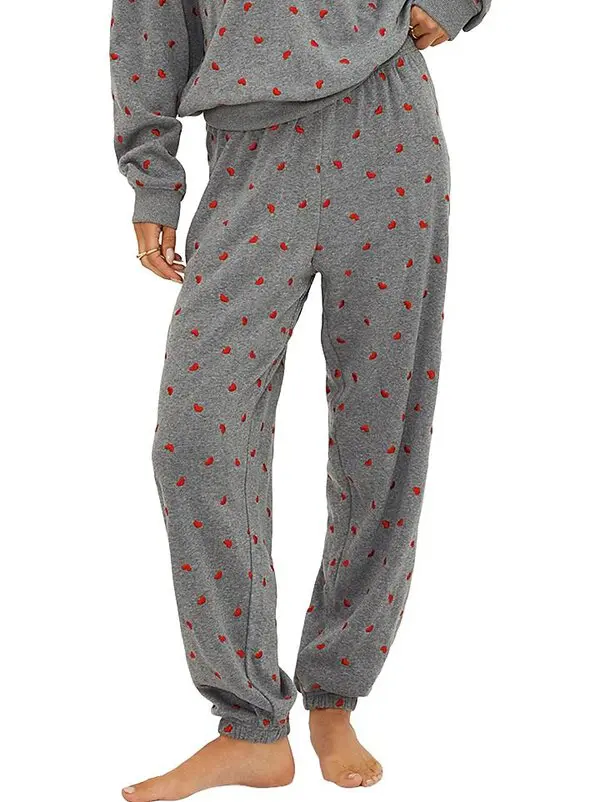 Beach Riot Nash Printed Sweatpants - Red Love Hearts