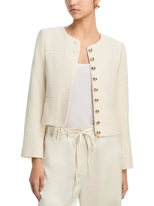 Aqua Multi Button Tweed Jacket - Ivory