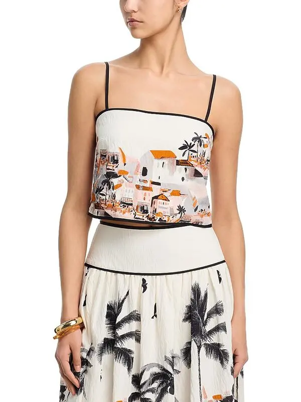 Aqua Sleeveless Square Neck Top Exclusive - Ivory Multi