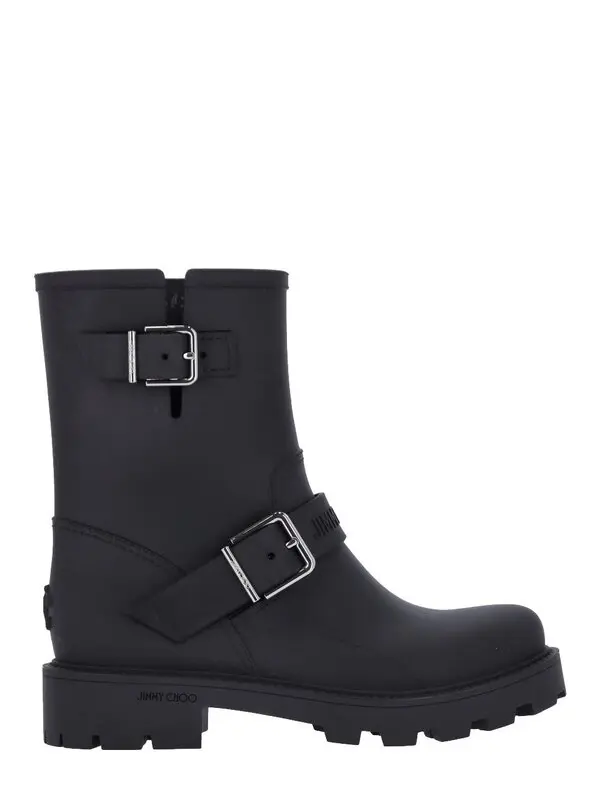 JIMMY CHOO Biker Rain Ankle Boots - Black