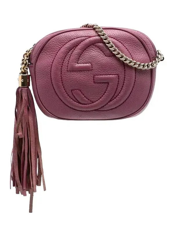 Gucci 2016-2025 Mini Pebbled Calfskin Soho Chain Crossbody Bag - Pink