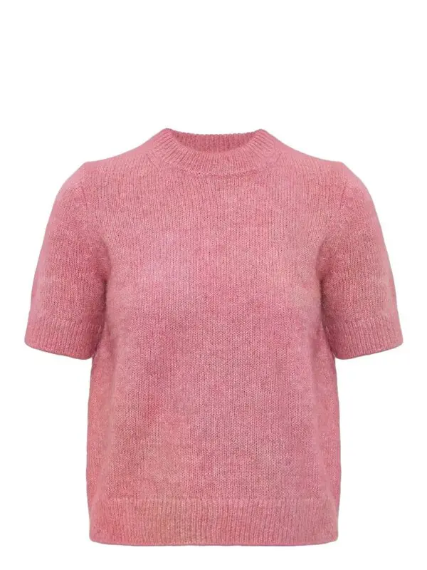 Michael Kors Ribbed Knit Top With Elastic Cuffs - Pink