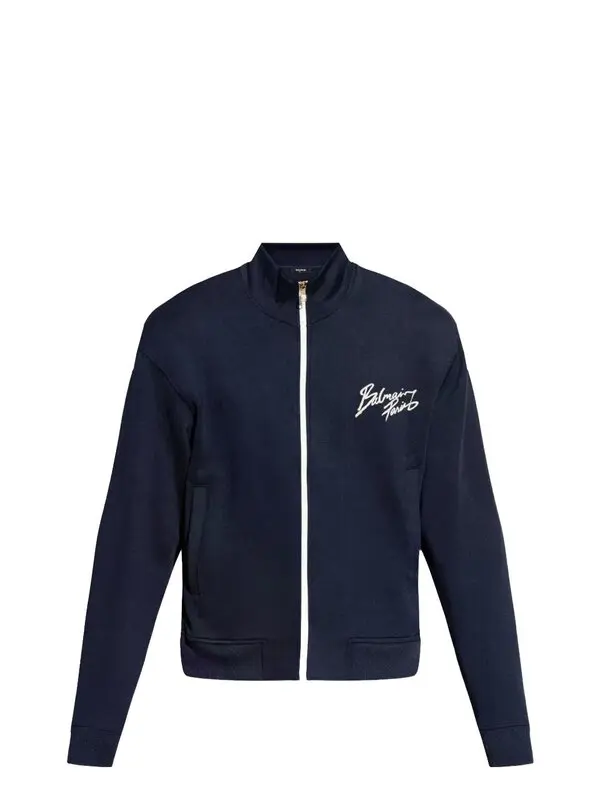 Balmain Logo-embroidered Zip-up Sweatshirt - Blue