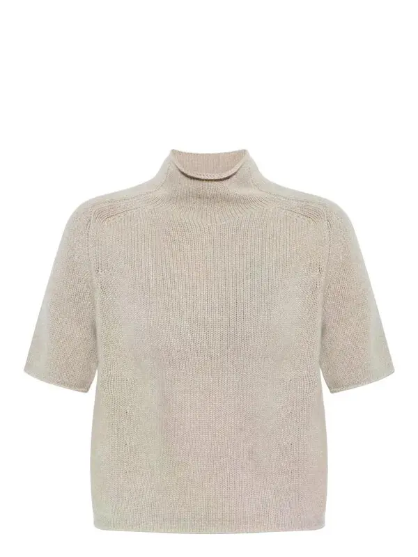 LISA YANG Ribbed Short-sleeve Knitted Top - Neutrals