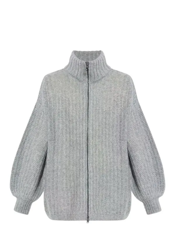 LISA YANG Morali Zipped Balloon-sleeve Sweater - Grey