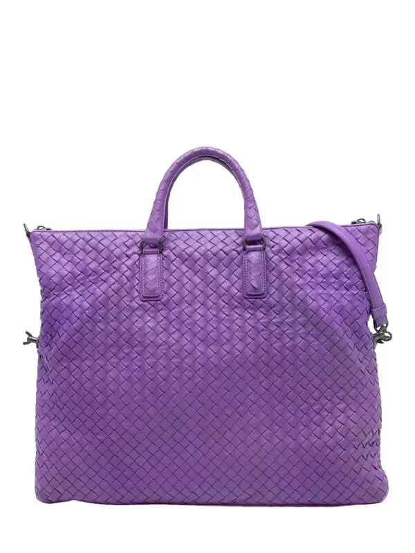 Bottega Veneta Medium Nappa Intrecciato Convertible Tote Satchel - Purple