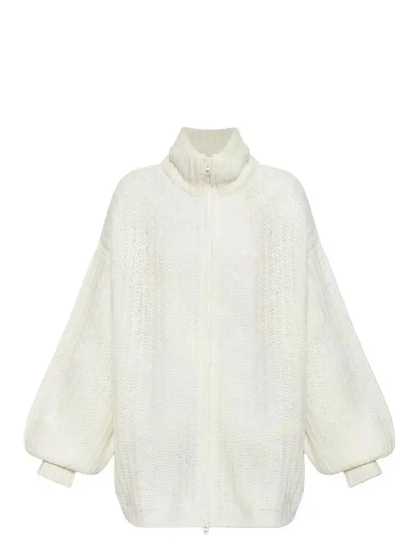 LISA YANG Moralie Balloon-sleeve Zip Cardigan - White