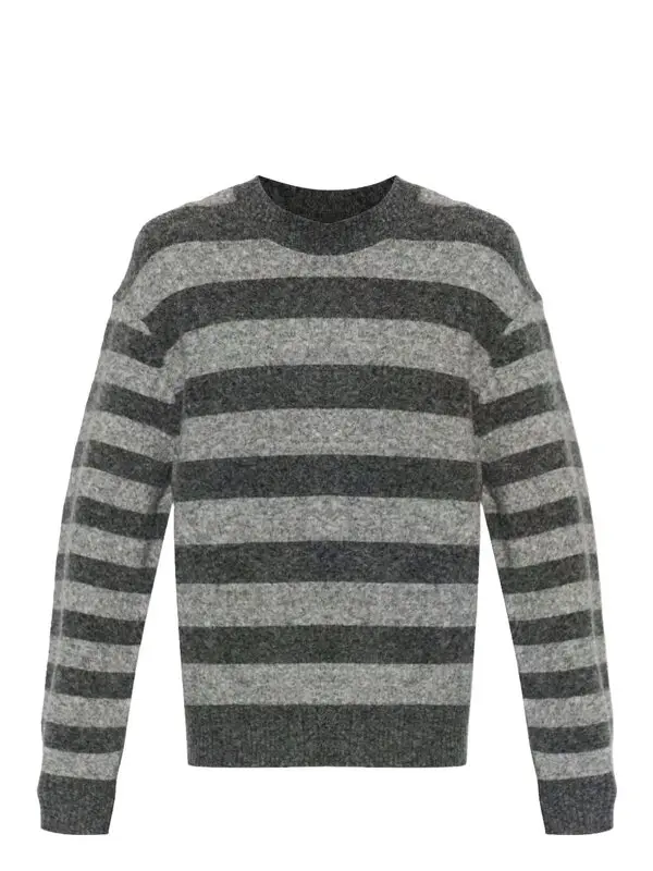 Officine Générale Striped Crew Neck Sweater - Grey