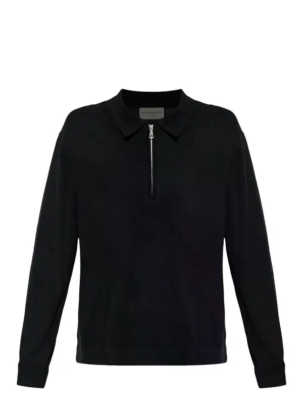 Officine Générale Zip Closure Wool Polo Shirt - Black
