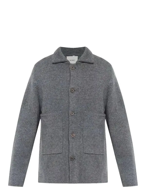 LISA YANG Patch-pocket Collared Cardigan - Grey