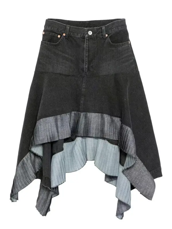 Sacai Denim Midi Skirt - Black