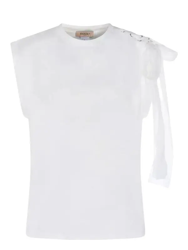 TWINSET Tie-detail T-shirt - White