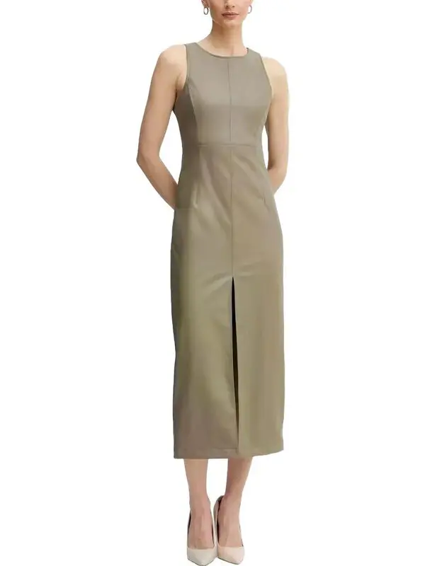 Armani Exchange Sleeveless Midi Dress With Split Detail - Neutrals