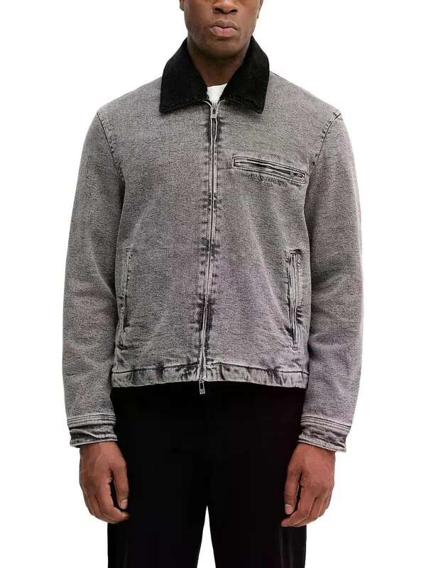 Armani Exchange Corduroy-collar Denim Jacket - Grey