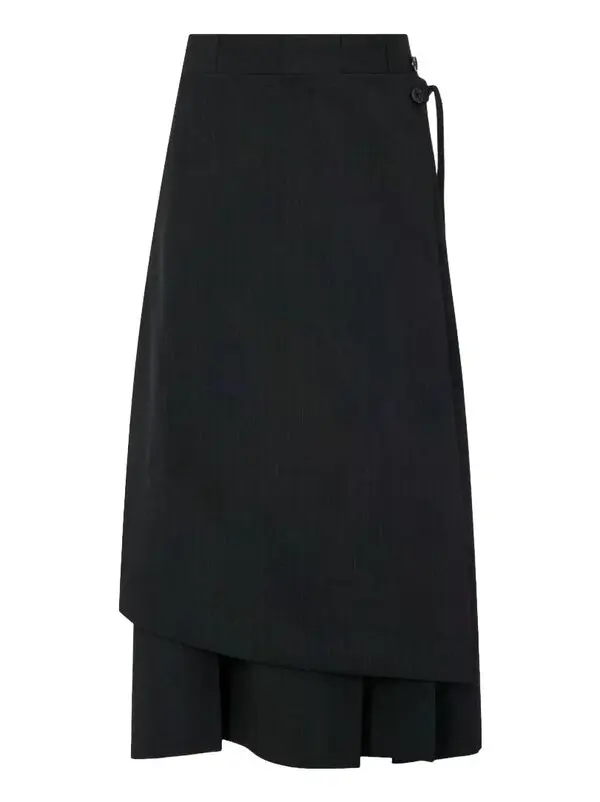 STUDIO TOMBOY Pleated Wrap Midi Skirt - Black