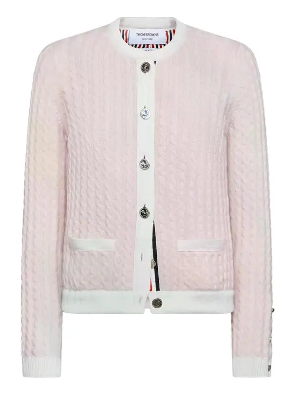 Thom Browne Cable Stitch Cardigan - Pink