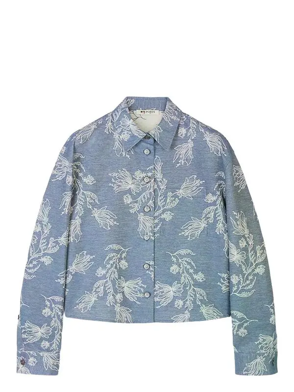 Ports 1961 Floral-embroidered Jacket - Blue