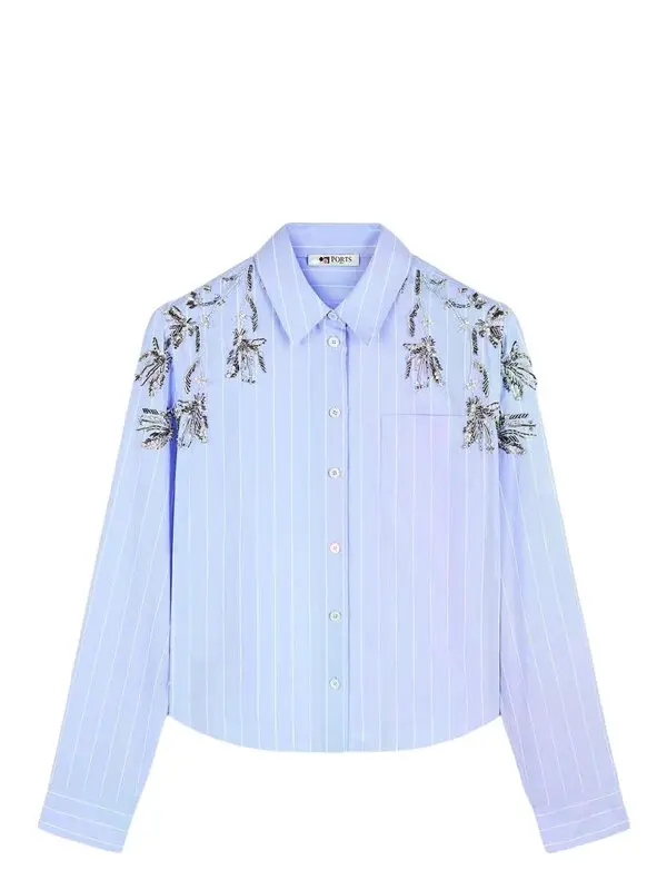 Ports 1961 Striped Embellished Shirt - Blue
