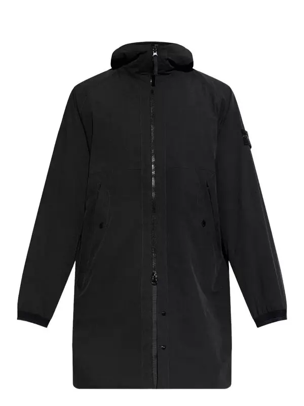 Stone Island Hooded Zip-fastening Coat - Black