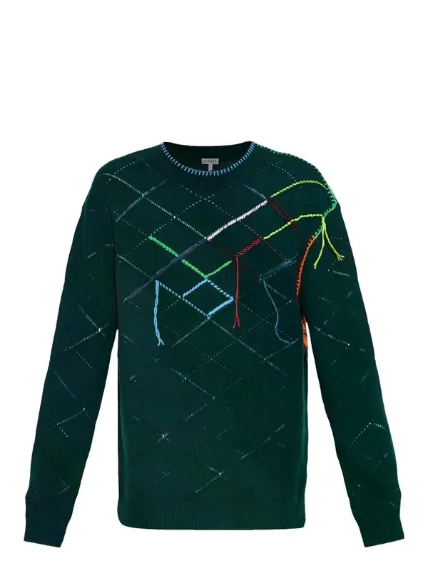 Loewe Intarsia Open Knit Sweater - Green