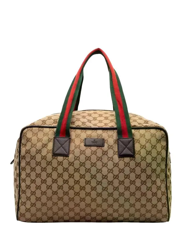 Gucci Gg Canvas Web Duffle Bag - Brown