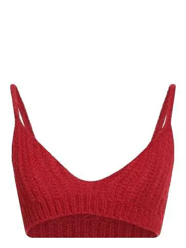 Alanui Ribbed-knit Crop Top - Red