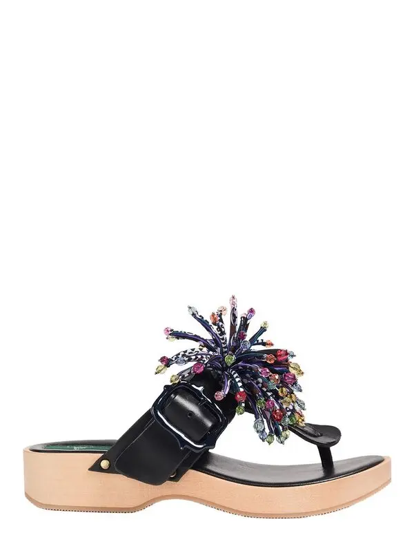 Emilio Pucci Embellished Leather Sandals - Black