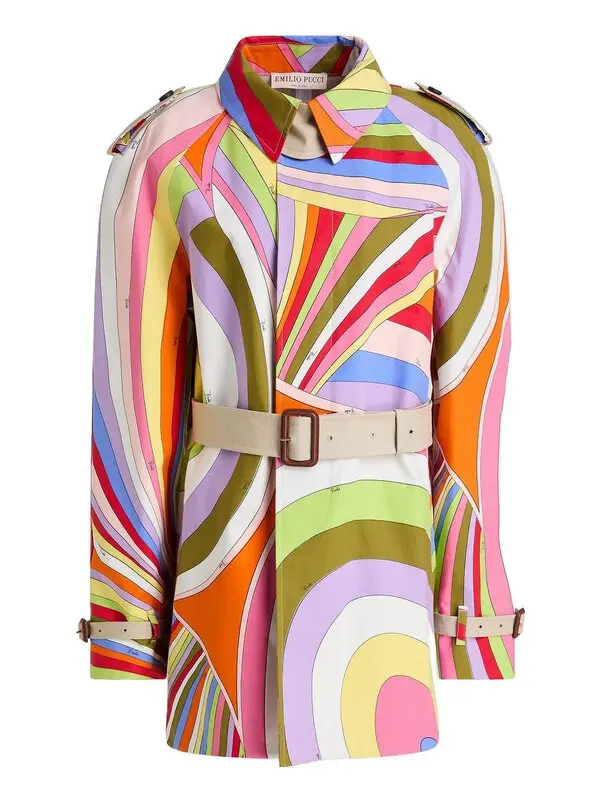 Emilio Pucci Belted Printed Cotton-sateen Trench Coat - Lavender