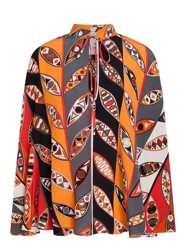 Emilio Pucci Printed Silk Crepe De Chine Blouse - Orange