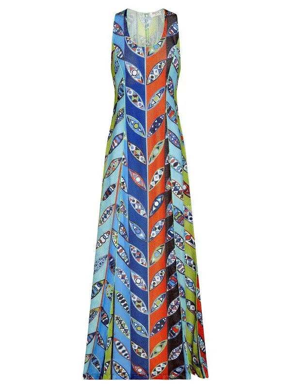 Emilio Pucci Printed Mesh Maxi Dress - Multicolor